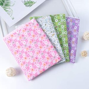 BESPORTBLE 7 Sheets Craft Felt Fabric Sheets Flower Printed Cotton Fabric Squares Quilting Fabric Floral Patchwork Squares for DIY Sewing Craft Farmhouse Decoration 50cm Purple