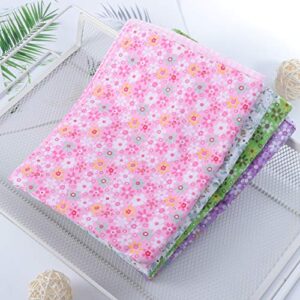 BESPORTBLE 7 Sheets Craft Felt Fabric Sheets Flower Printed Cotton Fabric Squares Quilting Fabric Floral Patchwork Squares for DIY Sewing Craft Farmhouse Decoration 50cm Purple