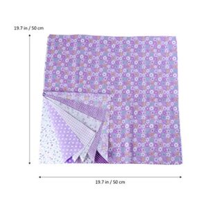 BESPORTBLE 7 Sheets Craft Felt Fabric Sheets Flower Printed Cotton Fabric Squares Quilting Fabric Floral Patchwork Squares for DIY Sewing Craft Farmhouse Decoration 50cm Purple