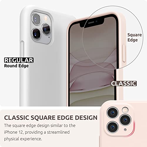 SURPHY Square Silicone Case Compatible with iPhone 11 Pro Case 5.8 inches, Square Edges Liquid Silicone Phone Case (Individual Protection for Each Lens) for iPhone 11 Pro (Light Pink)