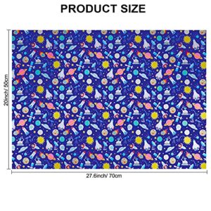 Konsait Space Wrapping Paper, Blue White Navy Bulk Packaging Paper Assortment for Birthday Party Favors Holiday Decoration DIY Crafts Supplies, 8 Sheet 27.6" x 20" Outer Rocket Gift Wrapping Paper