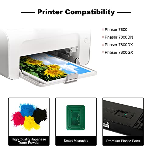 W-Print Remanufactured Toner Cartridge for Xerox Phaser 7800 7800DN 7800DX 7800GX Compatible with 106R01568 Yellow Toner 17200 Pages-1 Pack