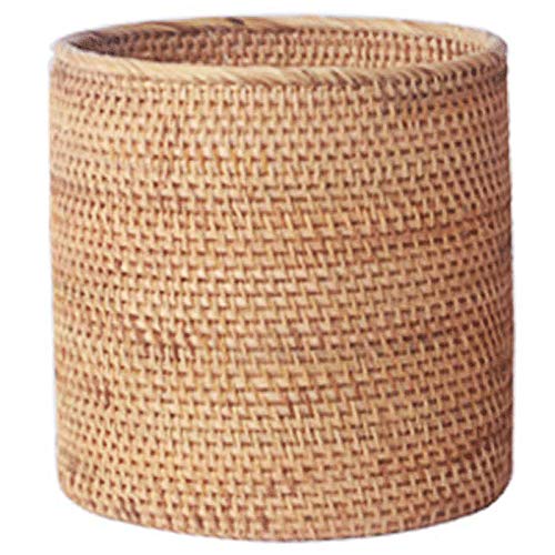 SWYWY Handmade Rattan Trash Can, Cylinder Storage, Desktop Trash Can, Rattan Trash Can Storage Basket (20CM)