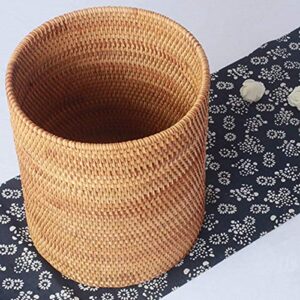 SWYWY Handmade Rattan Trash Can, Cylinder Storage, Desktop Trash Can, Rattan Trash Can Storage Basket (20CM)