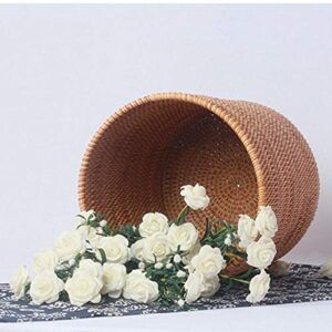 SWYWY Handmade Rattan Trash Can, Cylinder Storage, Desktop Trash Can, Rattan Trash Can Storage Basket (20CM)