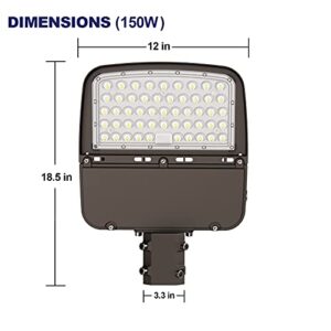 CINOTON LED Parking Lot Lighting with Dusk to Dawn Photocell, Commercial LED Shoebox Light Slip Fitter 5000K Daylight Large Area Yard Street Lights, Waterproof IP65 Outdoor Pole Light 150W, Pack of 2