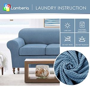 Lamberia High Stretch Sofa Cover for 3 Cushion Couch 4 Pieces Thick &Washable Plush Jacquard Sofa Slipover Couch Cover Furniture Protector for Dogs,Pets&Kids