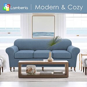 Lamberia High Stretch Sofa Cover for 3 Cushion Couch 4 Pieces Thick &Washable Plush Jacquard Sofa Slipover Couch Cover Furniture Protector for Dogs,Pets&Kids