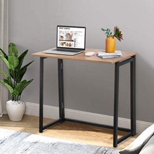 Toolsempire Home Office Folding Desk, 31.5” Foldable Computer Desks for Small Places, Compact Writing Study Tables for Home Office,No Assembly Required (Natural)