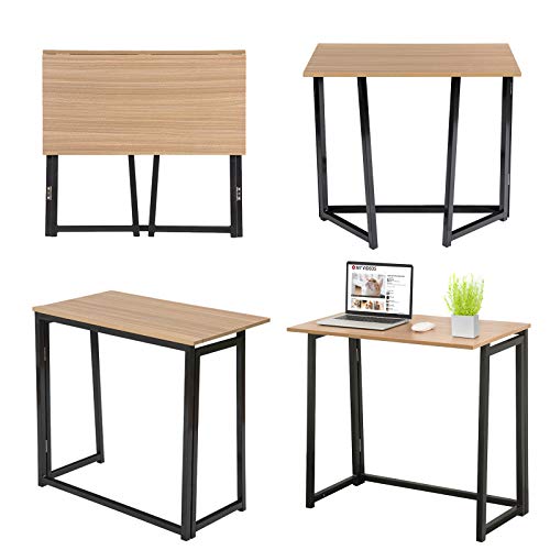 Toolsempire Home Office Folding Desk, 31.5” Foldable Computer Desks for Small Places, Compact Writing Study Tables for Home Office,No Assembly Required (Natural)