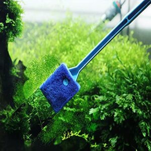 Meiyiu Algae Cleaning Brush Fish Tank Double-Sided Sponge Brush Cleaner Long Handle Fish Tank Scrubber for Home Kitchen Cleaning Brush (Long Handle Green *2+Short Handle Green*2)