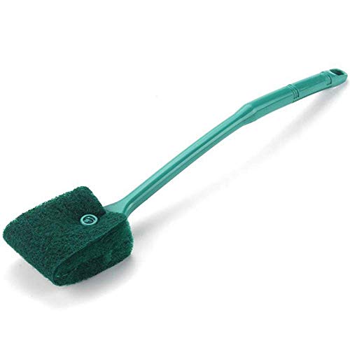 Meiyiu Algae Cleaning Brush Fish Tank Double-Sided Sponge Brush Cleaner Long Handle Fish Tank Scrubber for Home Kitchen Cleaning Brush (Long Handle Green *2+Short Handle Green*2)