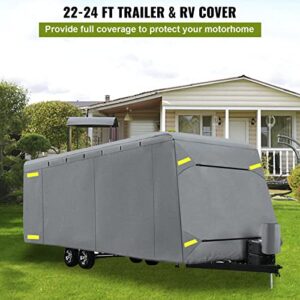 VEVOR RV Cover 22'-24' RV & Trailer Cover Extra-Thick 4 Layers Travel Trailer RV Cover Durable Camper Cover, Waterproof Breathable Anti-UV Ripstop for RV Motorhome with Adhesive Patch & Storage Bag