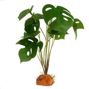 yogurtck reptile artificial plants, amphibian habitat hideout, terrarium decorations - monstera