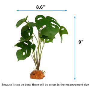 YOGURTCK Reptile Artificial Plants, Amphibian Habitat Hideout, Terrarium Decorations - Monstera