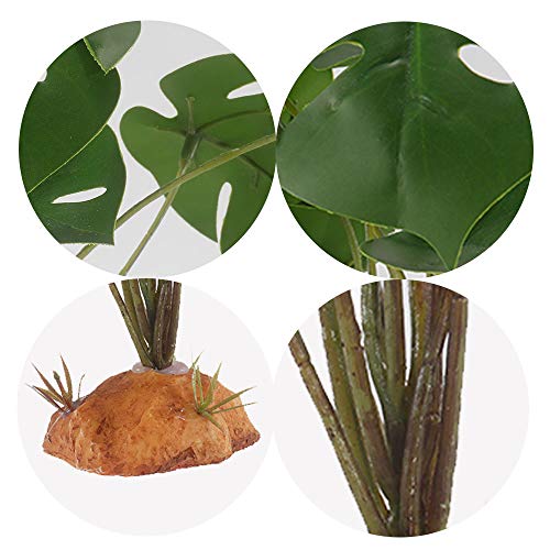 YOGURTCK Reptile Artificial Plants, Amphibian Habitat Hideout, Terrarium Decorations - Monstera