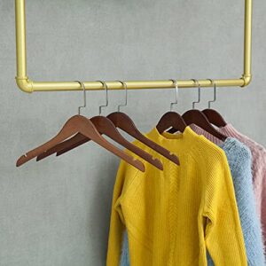 Industrial Pipe Wall Mounted Garment Rack with Top Shelf, Detachable Pipe Clothes Rack, Space-Saving Hanging Bar, Detachable Multi-Purpose Rod for Closet Storage, Gold, 39.3x10 Inches