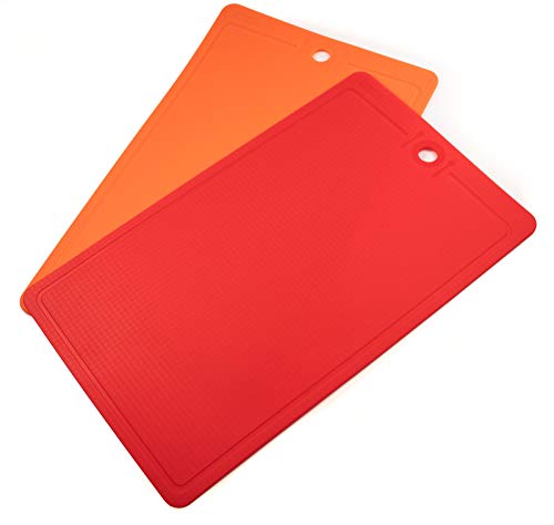 Generic Lagomian Silicone Cutting Board, Non Slip Chopping Board, Dishwasher Safe, Easy Grip Handle, BPA FREE, Flexible Chopping Mat, Red, Large, SCB01-RD-L