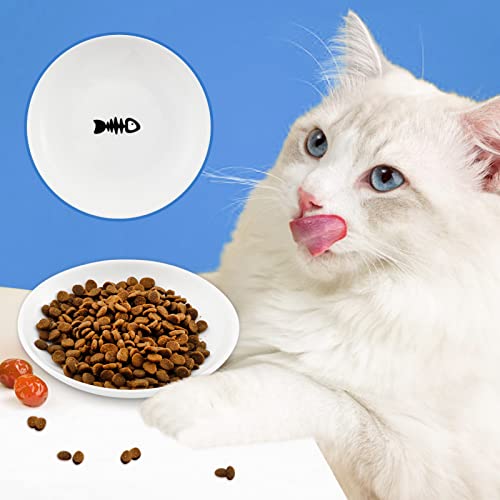 Peppapet Ceramic Cat Food Plates: Cat Wet Food Bowls/Whisker Fatigue Cat Dishes & Shallow Bowls for Kittens and Small Animals