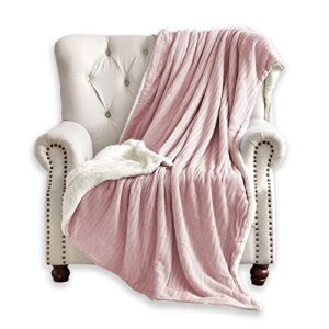 fy fiber house fleece throw blankets thick sherpa blanket soft throws plush cozy baby chenille throw blanket for sofa - 50x60 inches, dusty pink