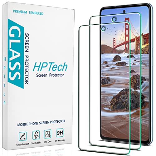 HPTech [2-Pack] Tempered Glass for Samsung Galaxy A52/ A52 5G Screen Protector, Support Fingerprint Reader, Easy to Install, Bubble Free, Case Friendly