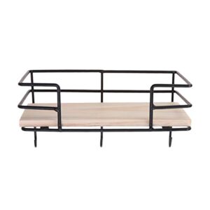 Amosfun Wall Decorations for Living Room Modern Wrought Iron Storage Rack Wall- Mounted Decorative Shelf Hanging Holder Organizer with Hooks (3 Hooks, Black)