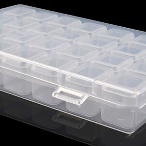 ccHuDE 28 Grids Diamond Painting Boxes Plastic Jewelry Organizer Mini Embroidery Storage Containers for DIY Art Craft Clear