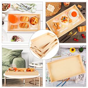 Aodaer 5 Packs Wooden Nested Serving Trays Kitchen Nesting Trays Wooden Trays Rectangular Shape Wood Trays for Kitchen, Breakfast, Party