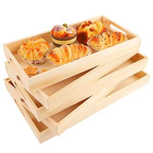 Aodaer 5 Packs Wooden Nested Serving Trays Kitchen Nesting Trays Wooden Trays Rectangular Shape Wood Trays for Kitchen, Breakfast, Party