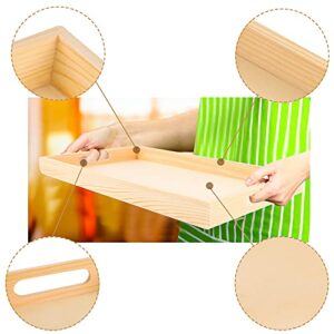 Aodaer 5 Packs Wooden Nested Serving Trays Kitchen Nesting Trays Wooden Trays Rectangular Shape Wood Trays for Kitchen, Breakfast, Party