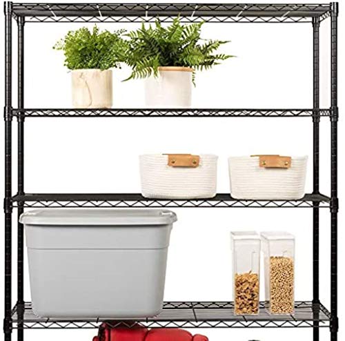 ZOVENCHI 5 Tier Storage Shelves Heavy Duty Shelving 14inchx30inchx60inch Layer Wire Unit with Wheels Metal Shelf Standing Garage Rack,Adjustable NSF Certified (Black)