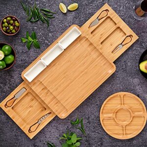 Stedware Cheese Board Set, Charcuterie Board & Knife Set with Cheese Tray, Large Bamboo Platter for Cheese & Meat - Gift for Women, Couples Wedding Anniversary, Housewarming