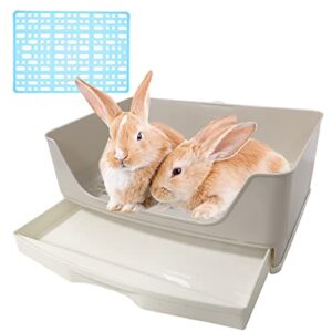 hamiledyi large rabbit litter box trainer, bunny potty corner toilet with drawer bigger pet pan for adult guinea pigs, ferret, chinchilla, galesaur, small animals