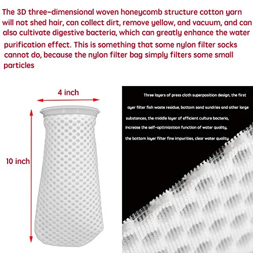 4 inch Honeycomb Filter Socks,4 inch Filter Sock for Saltwater Aquarium,4 inch Ring by 10 inch Long (2 Pack)