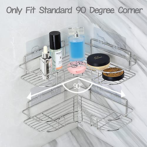 CGBE Corner Shower Caddy, Shower Organizer With Soap Dish Holder Toothbrush Holder Adhesive Hooks, No Drilling Wall Mount Shower Shelves Shower Rack Rust Free For Bathroom Kitchen (6 Packs)