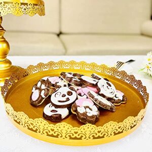 AMIENIV 5 Pieces Cake Stand Set Gold Metal Cupcake Holder Dessert Display Plate Decor Serving Platter for Baby Shower Wedding Birthday Parties Celebration