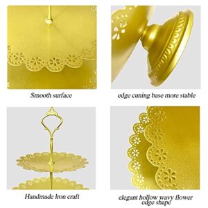 AMIENIV 5 Pieces Cake Stand Set Gold Metal Cupcake Holder Dessert Display Plate Decor Serving Platter for Baby Shower Wedding Birthday Parties Celebration