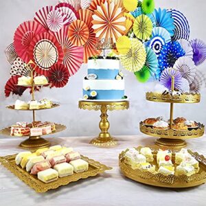 AMIENIV 5 Pieces Cake Stand Set Gold Metal Cupcake Holder Dessert Display Plate Decor Serving Platter for Baby Shower Wedding Birthday Parties Celebration