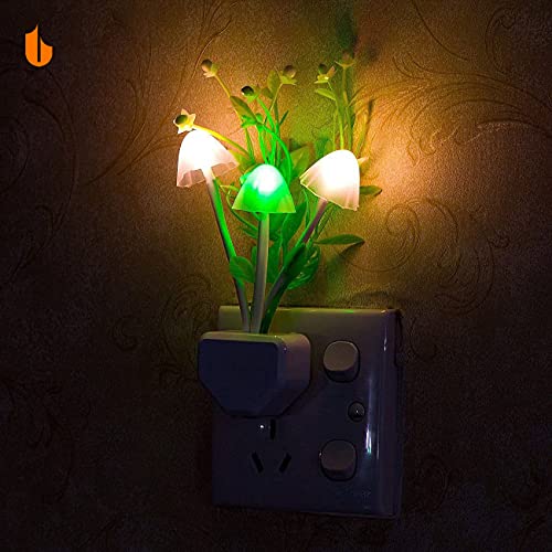 Urbanstrive Super Power Saving 0.5W Night Lights 7 Color Changing w/Dusk to Dawn Sensor LED NightLight Mushroom Lamp Plug-in LED Lamp Auto On/Off Night Light for Kids