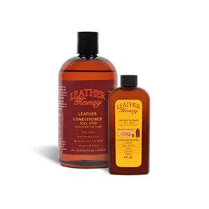 leather honey complete leather care kit including 4 oz cleaner and 16 oz conditioner for use on leather apparel, furniture, auto interiors, shoes, bags and accessories