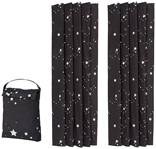 Amazon Basics Portable Window Blackout Curtain Shade with Suction Cups for Travel - 50" x 78", Glow in the Dark Stars - 2-Pack