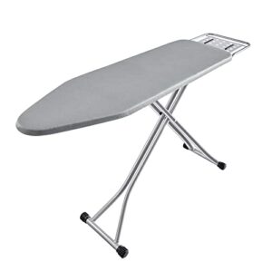 bktd ironing board, heat resistant cover iron board with steam iron rest, non-slip foldable ironing stand. heavy sturdy metal frame legs iron stand(13 * 34 * 53 inches) silver gray color