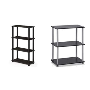 furinno turn-n-tube 4-tier multipurpose shelf display rack, square tube, espresso/black & turn-n-tube display rack, 3-tier single, black/grey