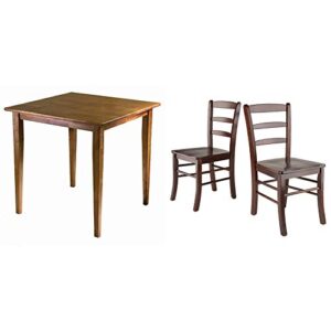 winsome wood groveland dining, oak & wood benjamin seating, walnut