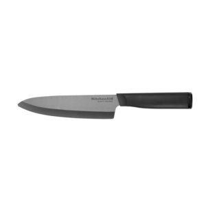 kitchenaid classic ceramic chef knife with custom-fit blade cover, sharp kitchen knife, dishwasher-safe, 6-inch, black