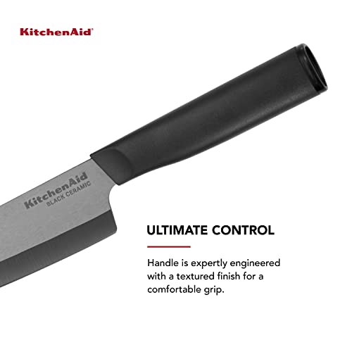 KitchenAid Classic Ceramic Chef Knife with Custom-Fit Blade Cover, Sharp Kitchen Knife, Dishwasher-Safe, 6-Inch, Black