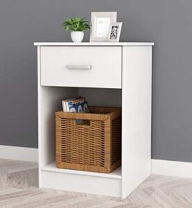 raamzo 2-tier nightstand end table side table for bedroom home office bedside cabinets with 1-drawer and open shelf, white