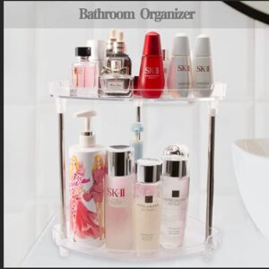 CGBE 2-Tier Corner Counter Shelf Bathroom Countertop Organizer Clear Storage Vanity Tray for Storing Makeup Cosmetics, Toiletries, Facial Wipes, Tissues