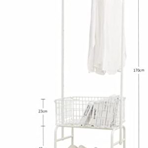 easy moved garment rack with basket for organize, laundry basket, black metal rack,