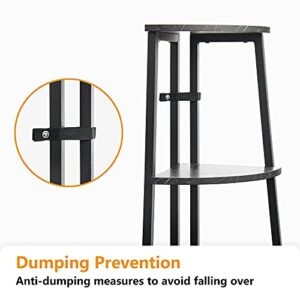 CubiCubi Corner Shelf Stand, Corner Shelves, Industrial Ladder Shelf for Small Space, Metal Corner Book Shelf with Two Hooks,Black Marble